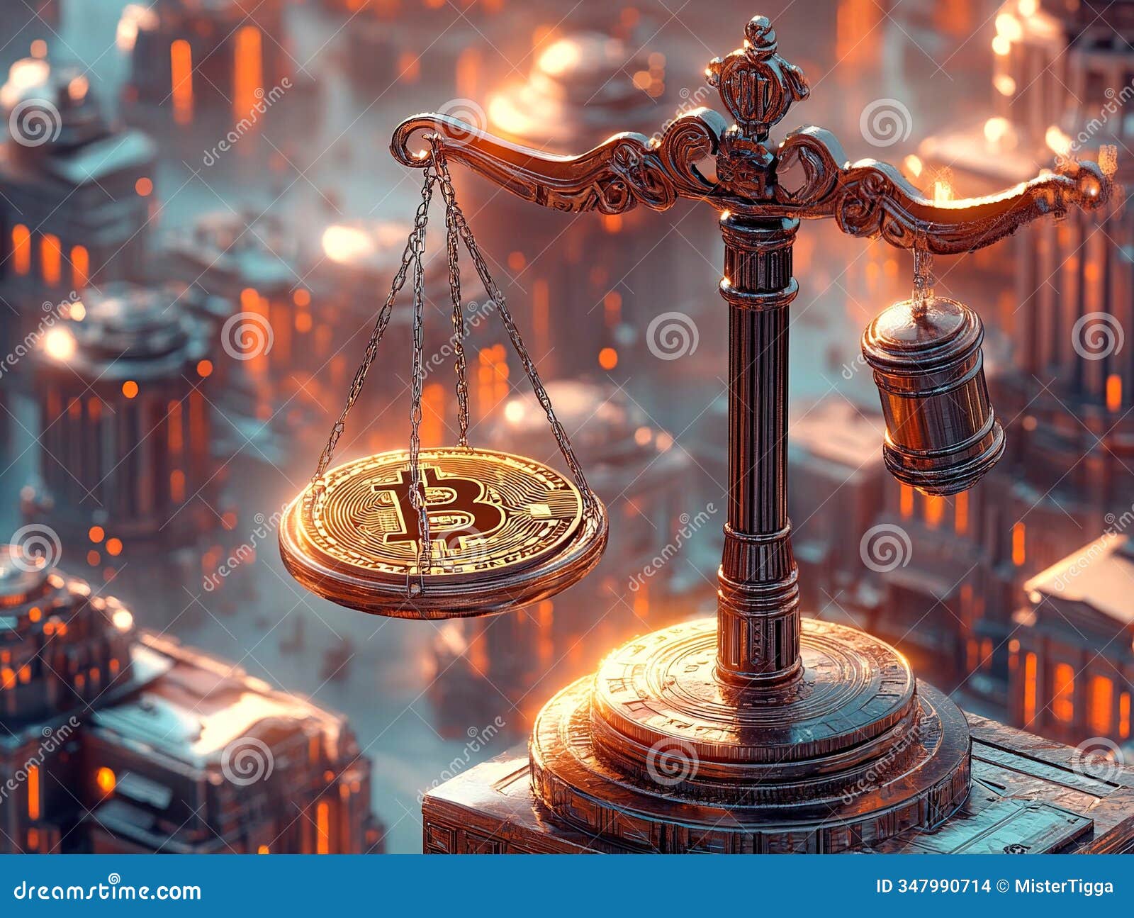 Digital Artwork Emphasizing Justice in a Nighttime Urban Landscape ...