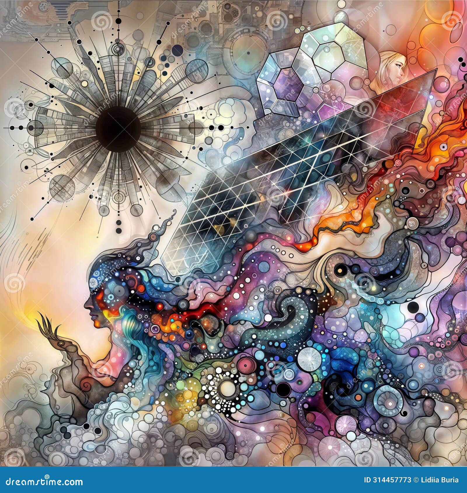 Profile in Color: Abstract Face Profile with Colorful Patterns ...