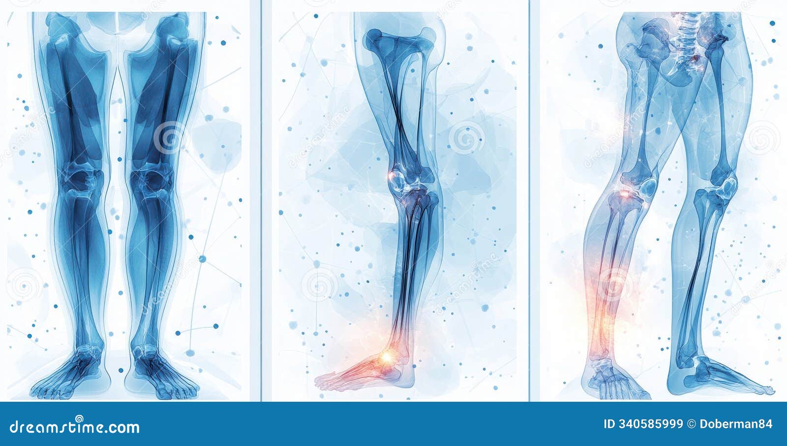 Anatomical Digital Artwork Showing Detailed X-ray Images Of Human Legs ...