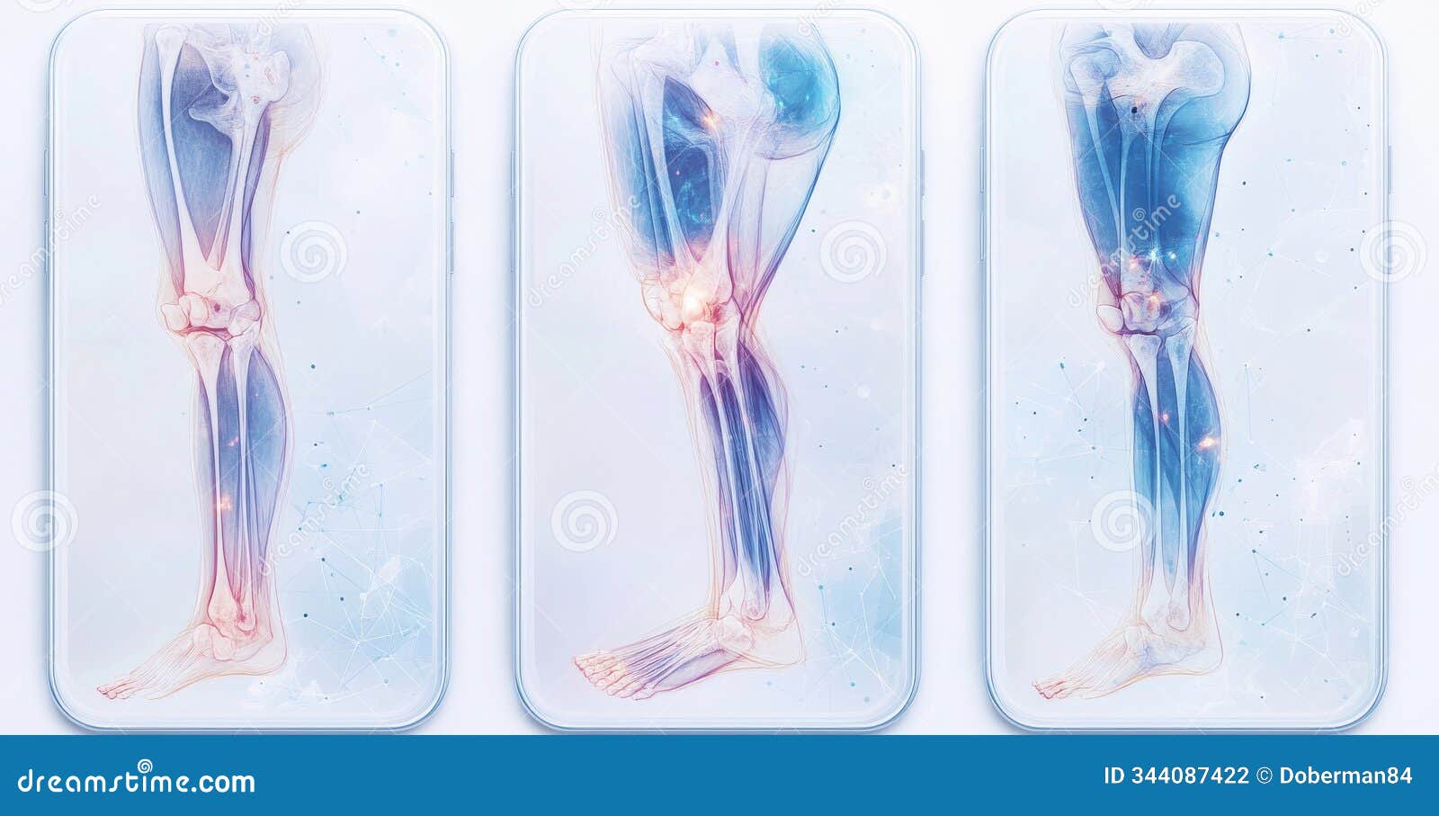 Anatomical Digital Artwork Showing Detailed X-ray Images Of Human Legs ...