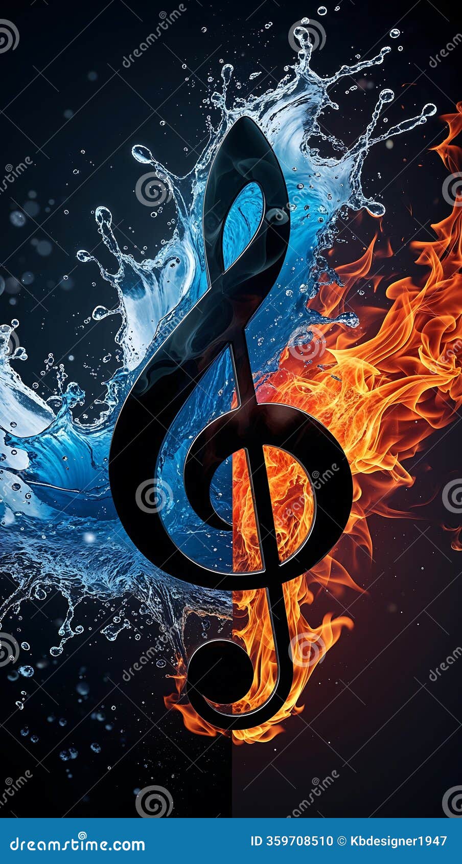 Vibrant Treble Clef Digital Artwork with Duality Stock Illustration ...