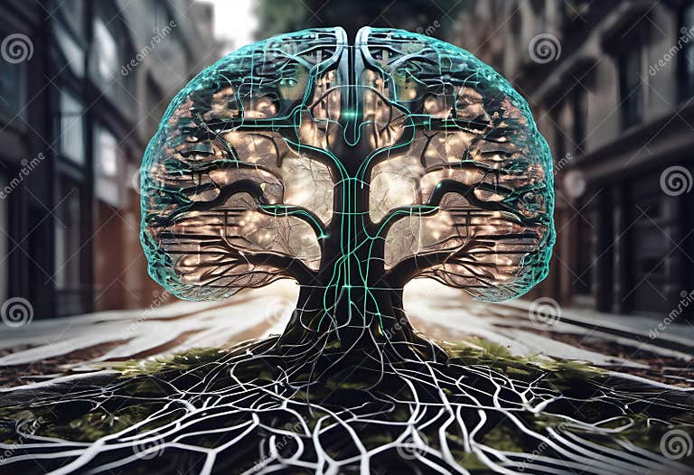 Neural Tree: Fusion of Nature and Technology Stock Photo - Image of ...