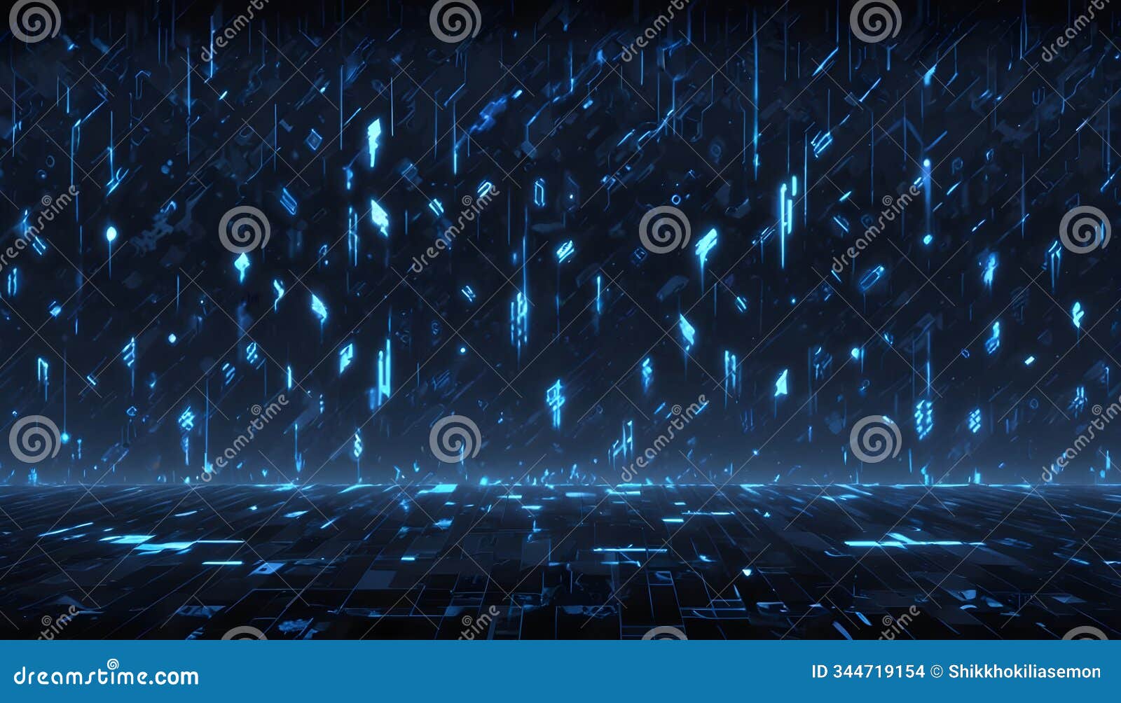Digital Artwork with Glowing Blue Lines and Geometric Shapes. a Sci-fi ...