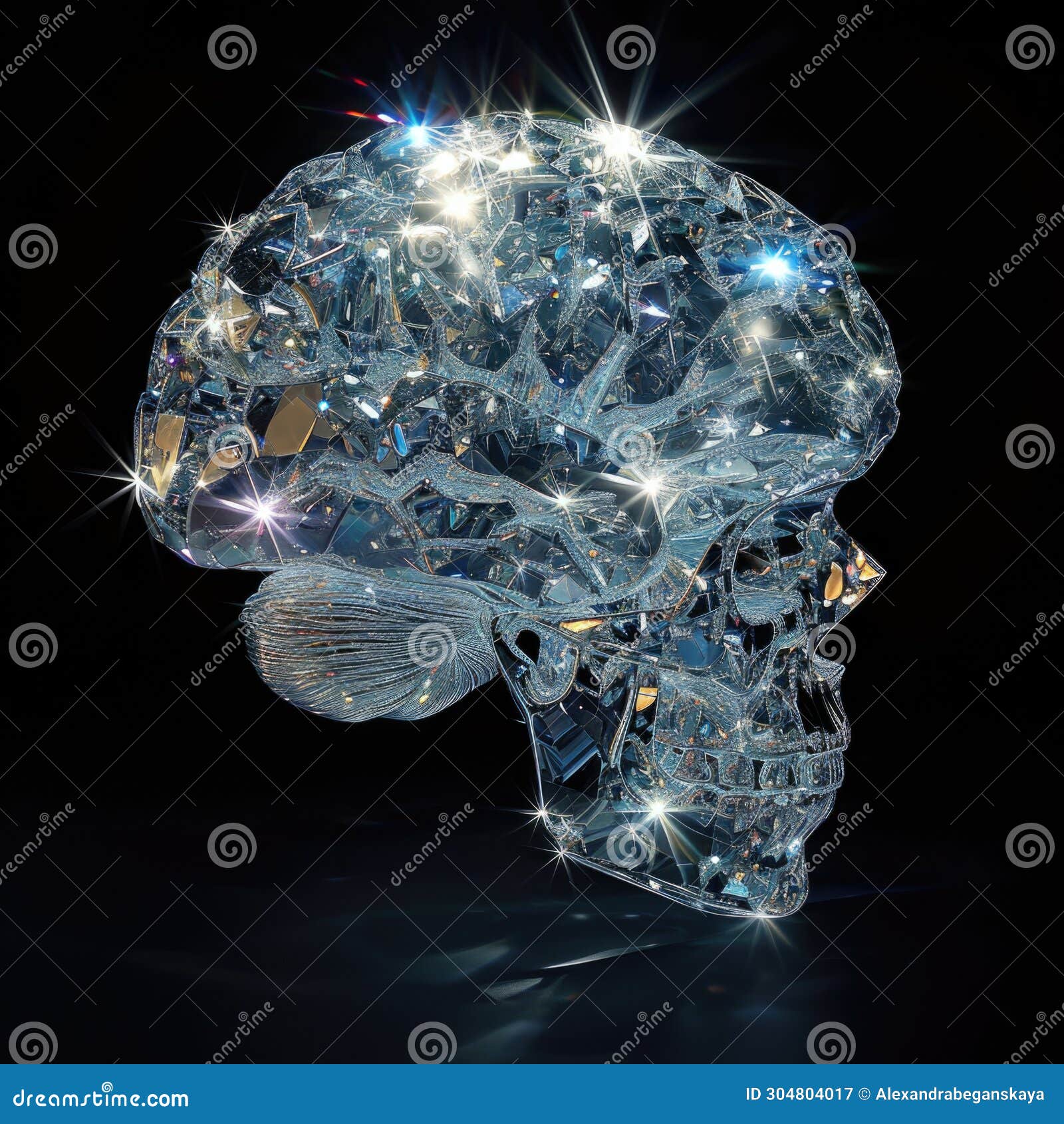 Illuminated Crystal Brain Structure Stock Illustration - Illustration ...