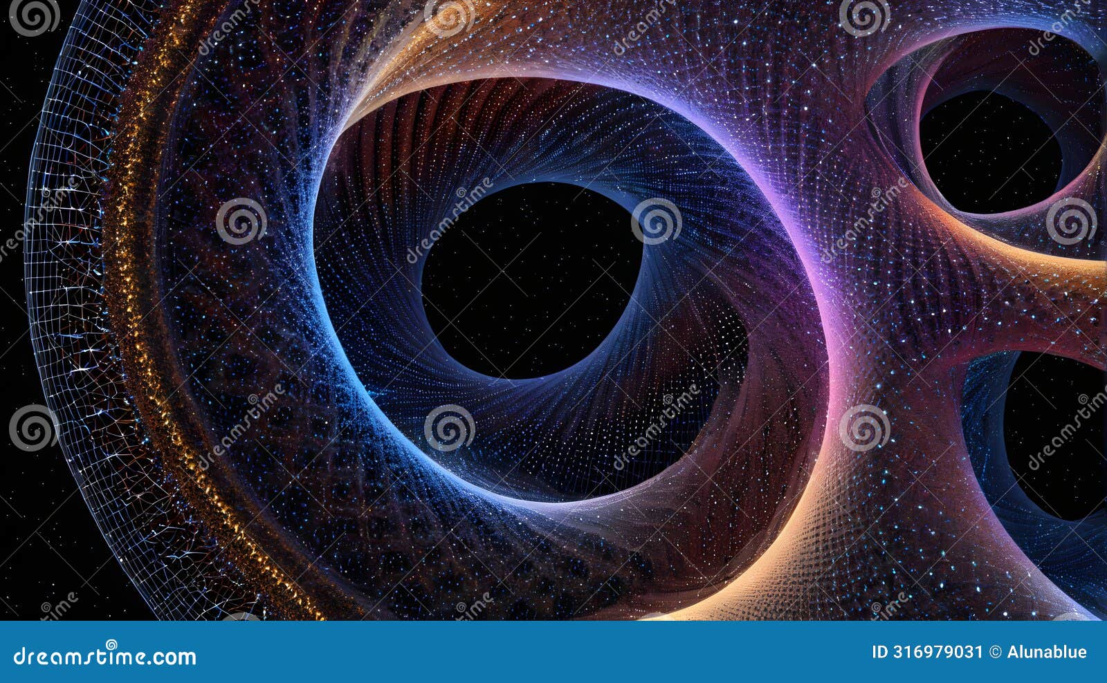 Intertwined Cosmic Wormholes in a Starry Space Background Stock Image ...