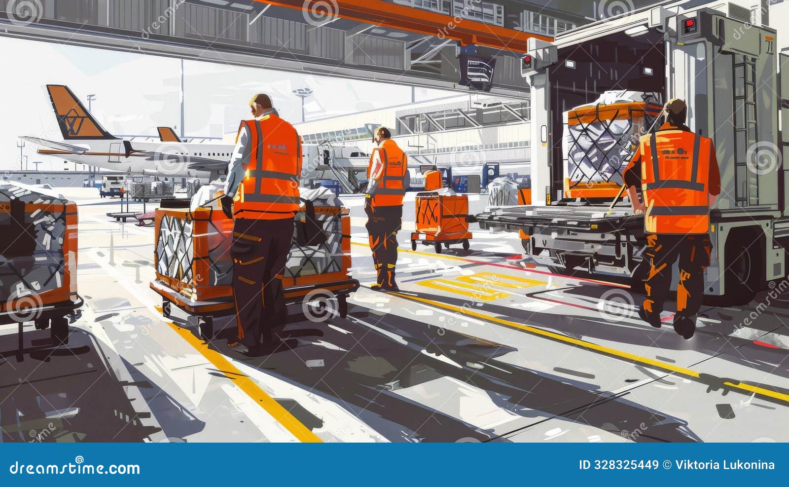 Dynamic Airport Cargo Handling Scene Stock Image - Image of fastpaced ...