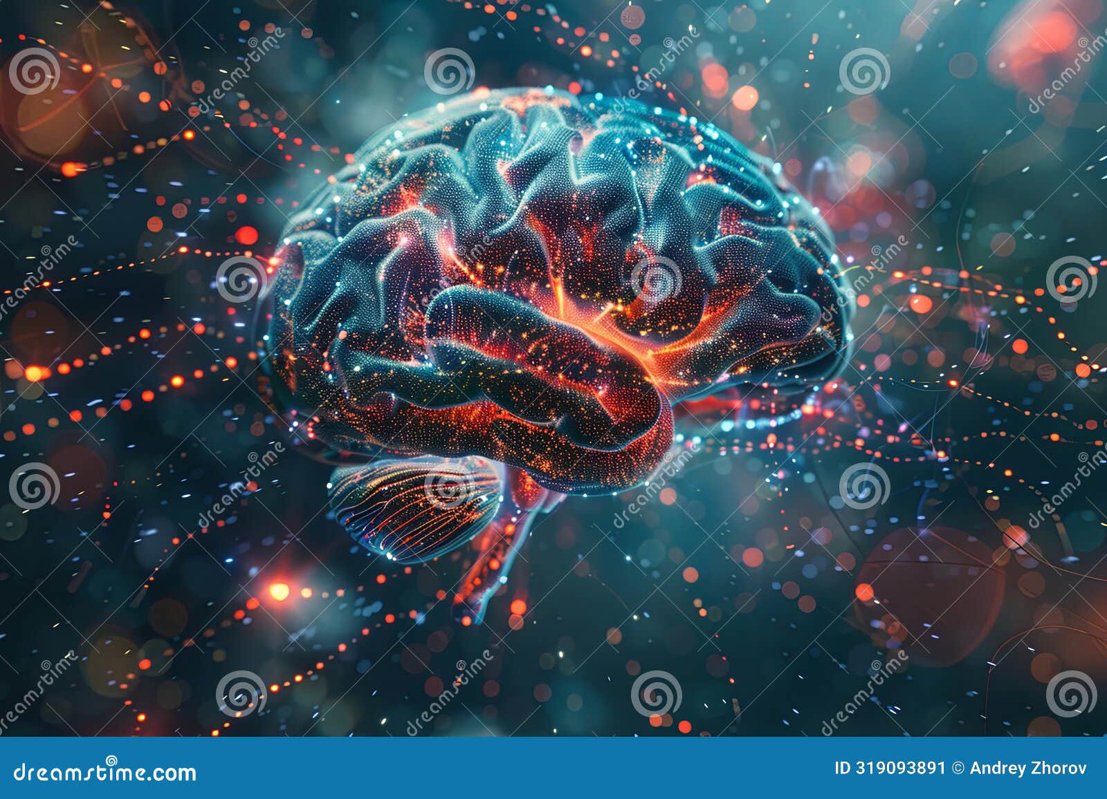 A Digital Artwork Illustrating a Complex Human Brain with Intricate ...