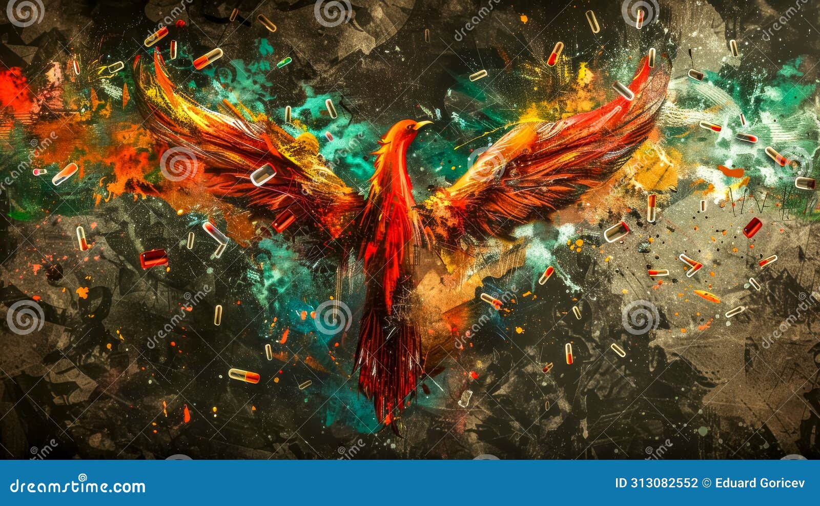 Abstract Phoenix Rising in Vibrant Colors Stock Photo - Image of ...