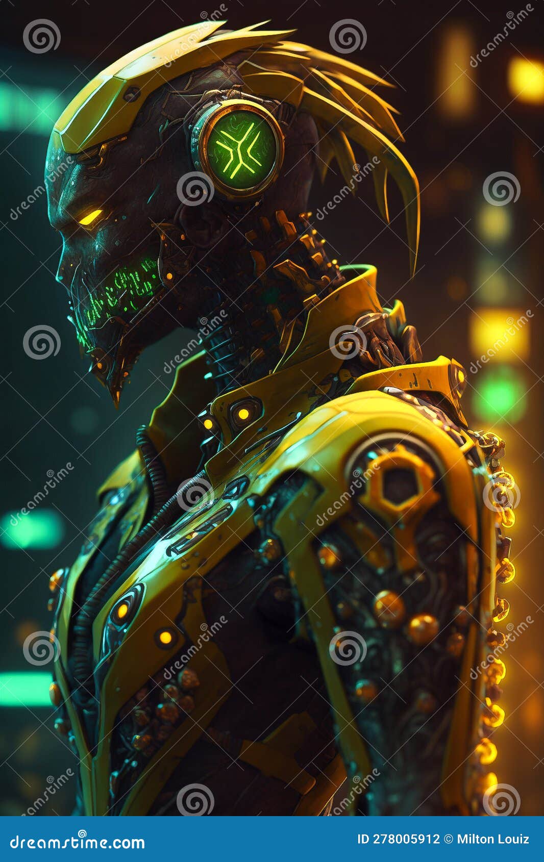Digital Artwork of Sci-fi Cyberpunk Character Stock Illustration ...