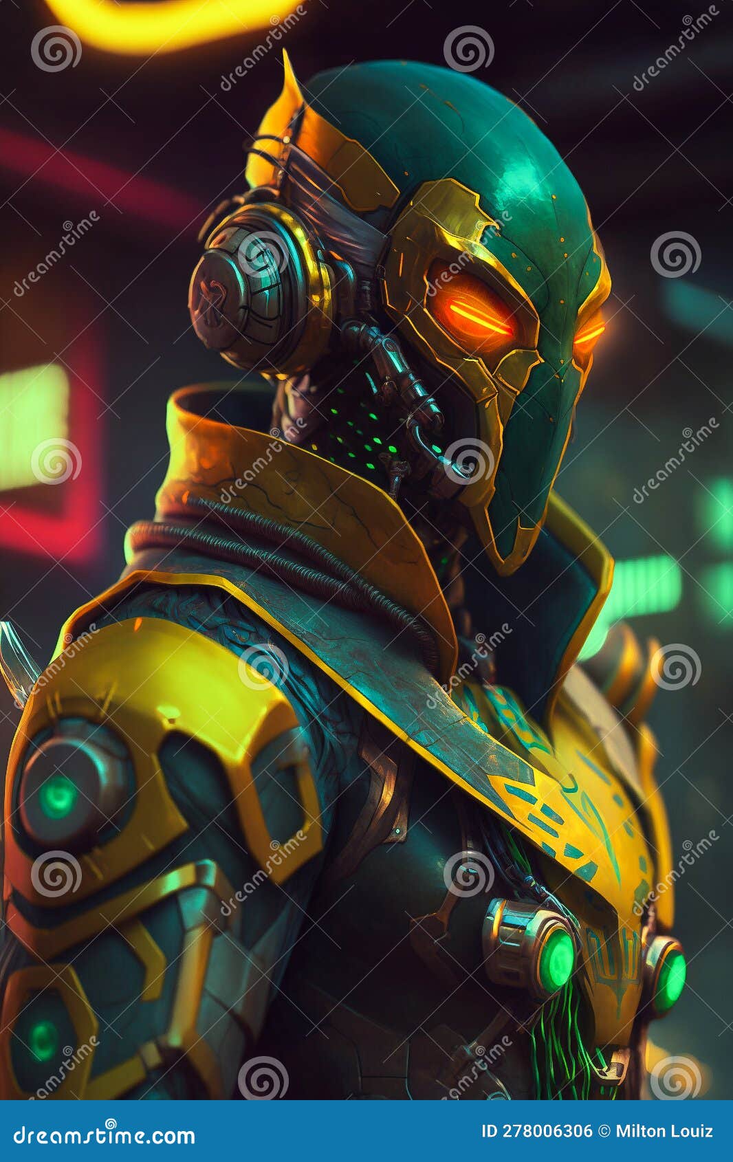 Digital Artwork of Sci-fi Cyberpunk Character Stock Illustration ...