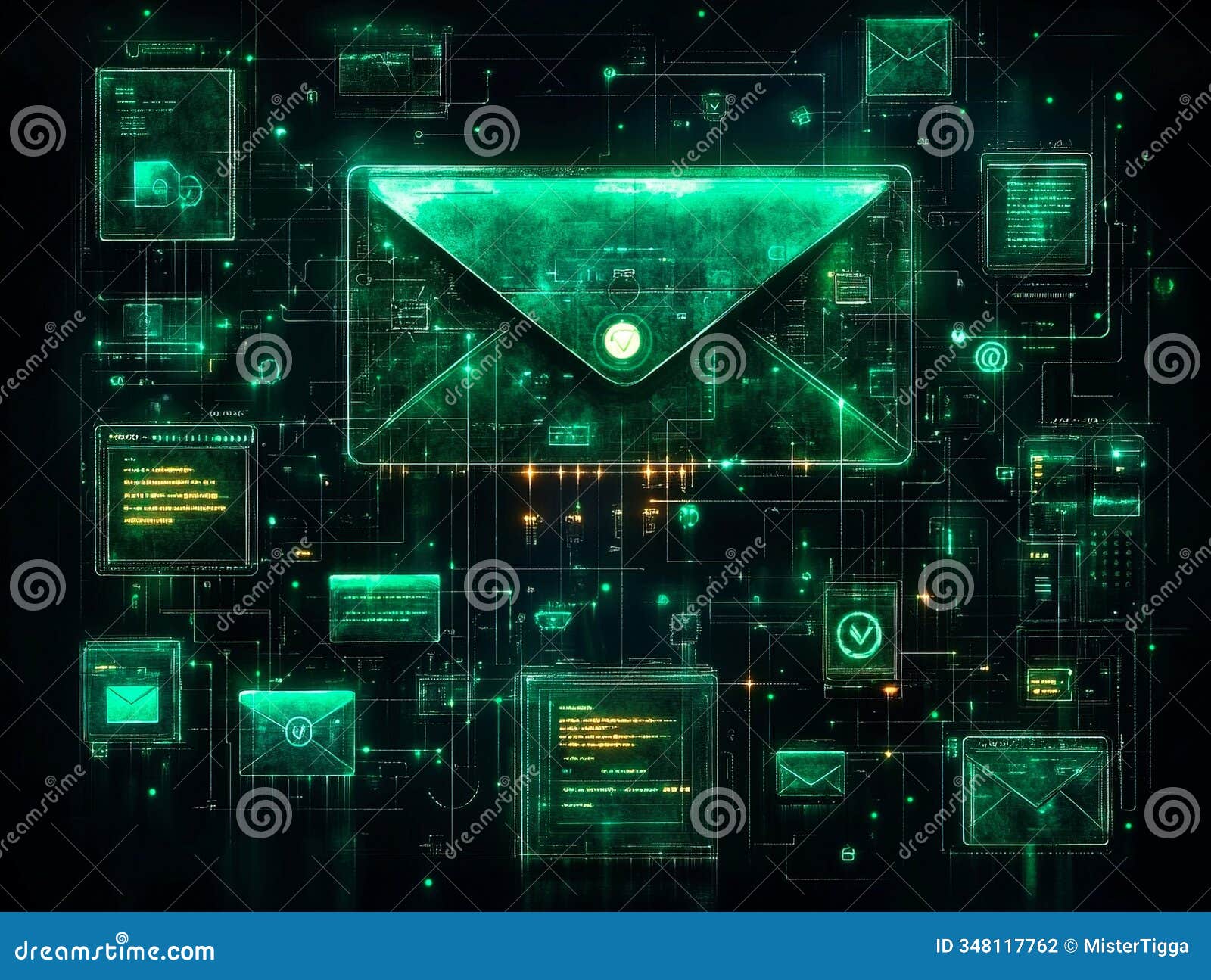 A Digital Artwork Showcases a Floating, Futuristic Email Envelope ...