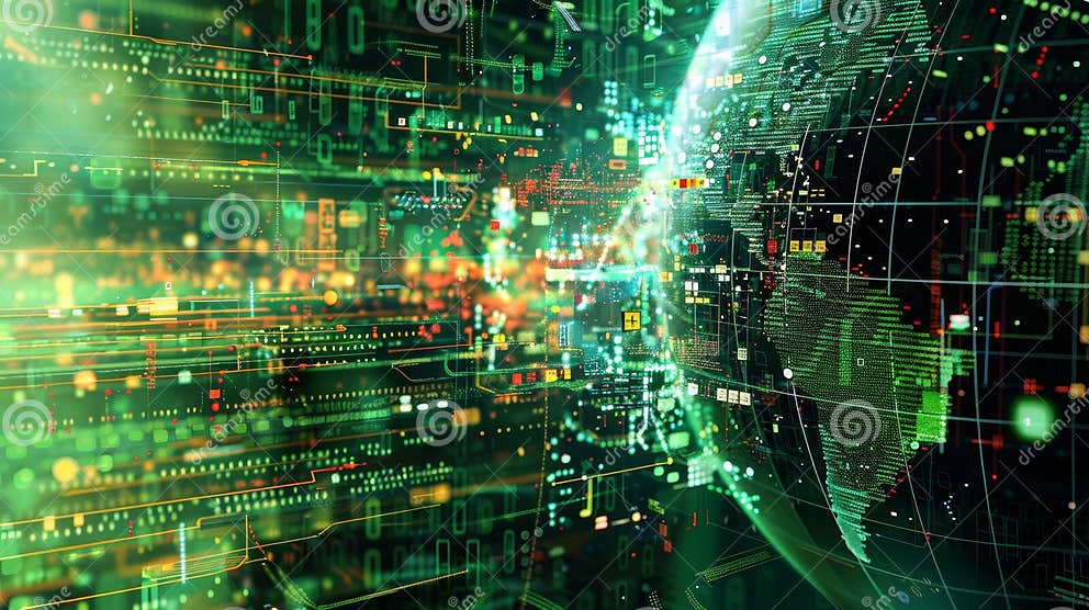 Digital Artwork Showcasing a Computer S View of the World with Data ...