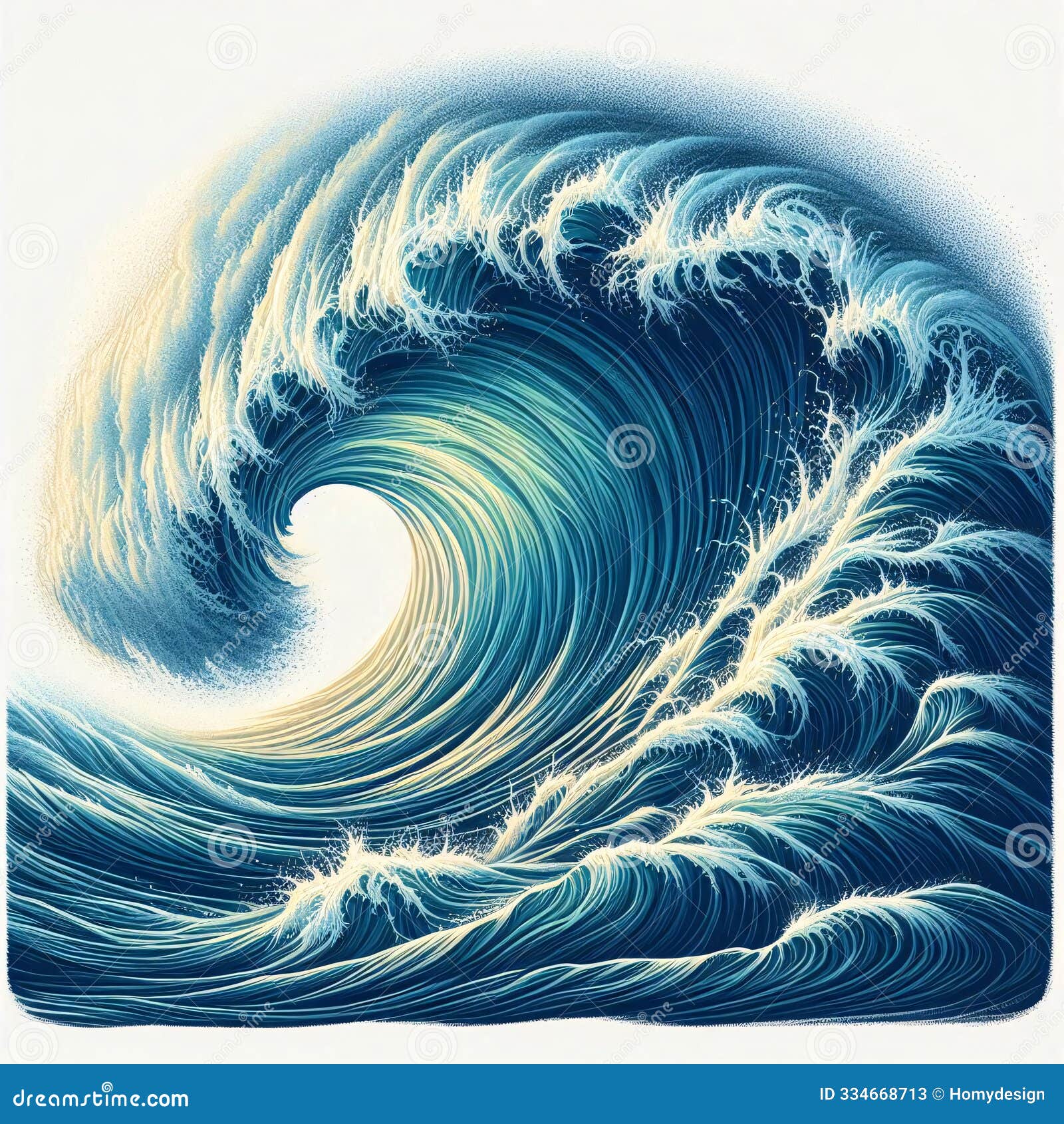 A Digital Artwork of a Stylized Wave with Intricate Lines and Patterns ...