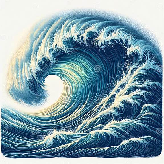 A Digital Artwork of a Stylized Wave with Intricate Lines and Patterns ...