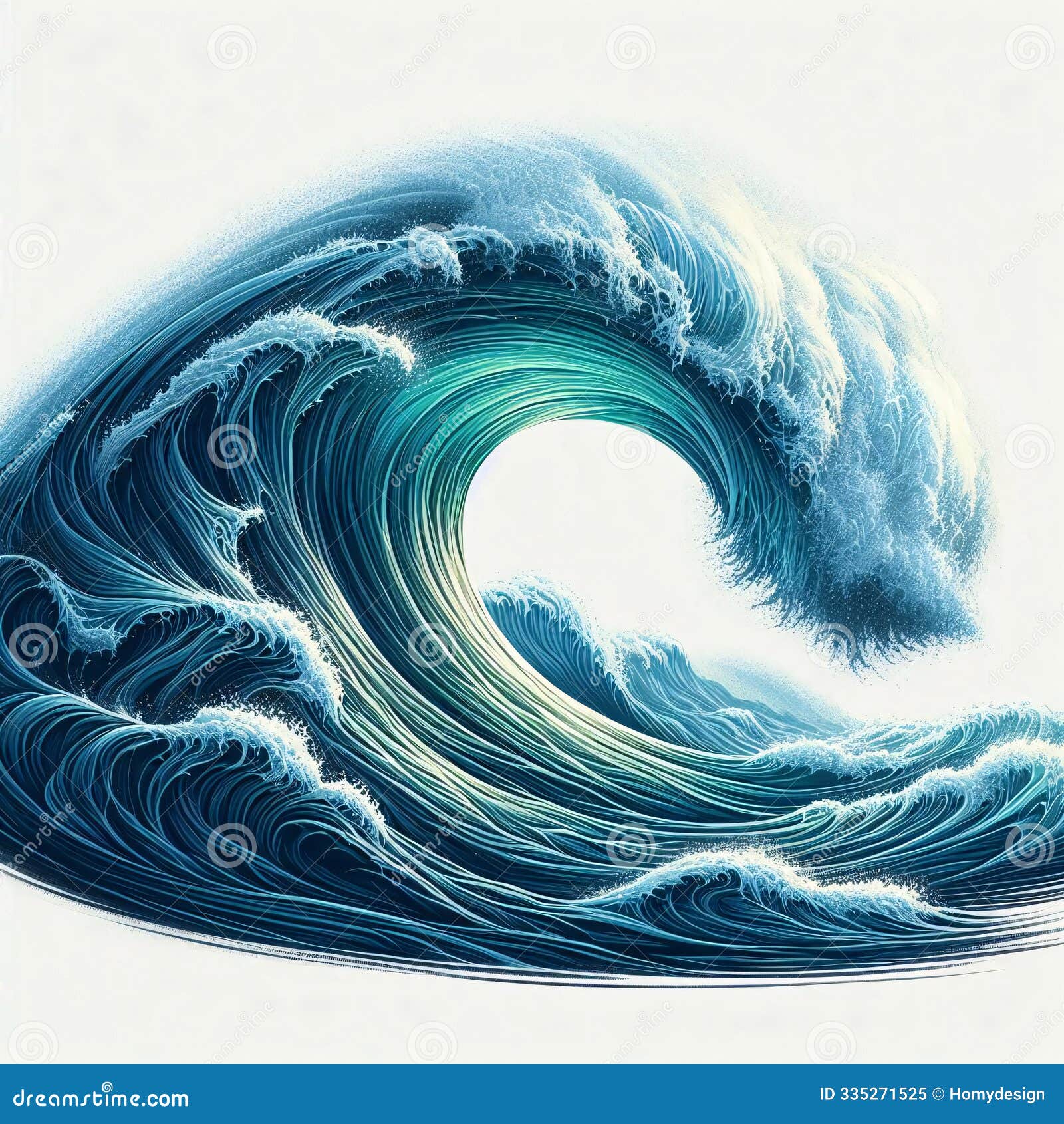 A Digital Artwork of a Stylized Wave with Intricate Lines and Patterns ...