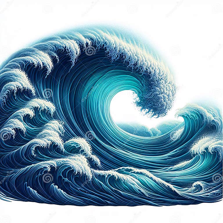 A Digital Artwork of a Stylized Wave with Intricate Lines and Patterns ...