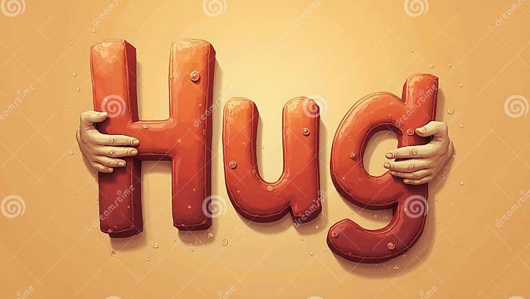 Digital Artwork of Word Hug with Embracing Arms Conveying Warmth Stock ...
