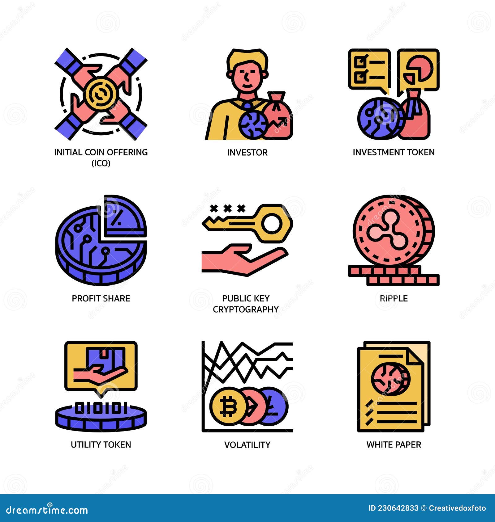 Digital Asset Icons Set stock vector. Illustration of white - 230642833