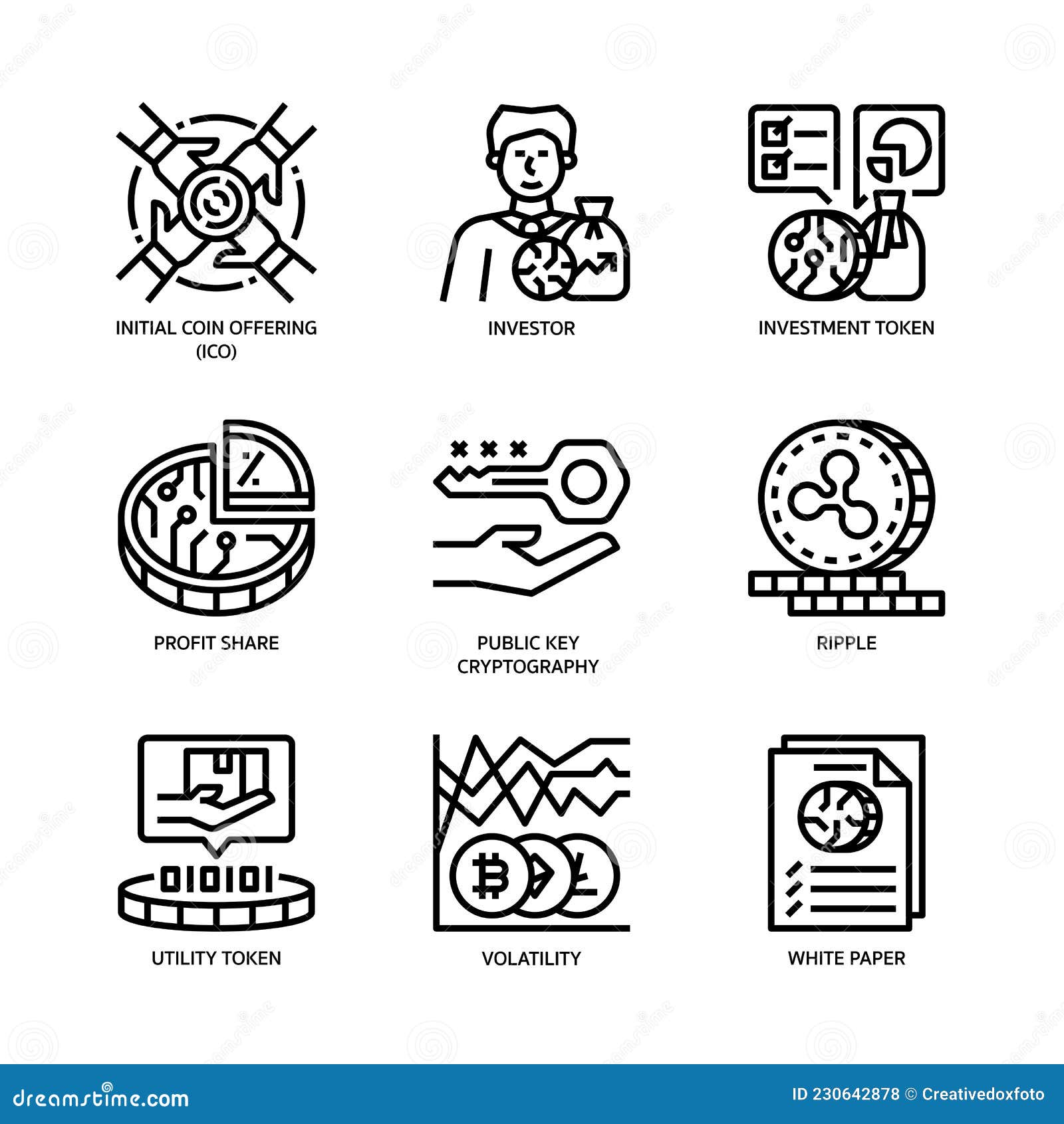 Digital Asset Icons Set stock vector. Illustration of white - 230642878