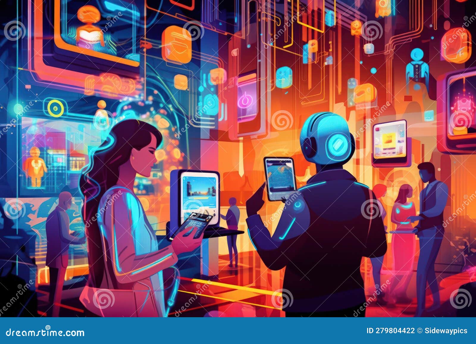 Digital Assistants & AI - Generative AI Stock Illustration ...