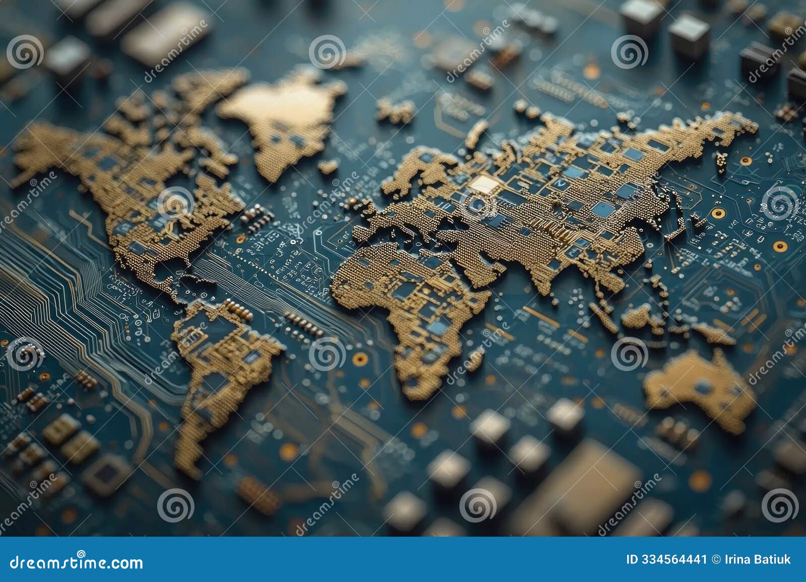 Digital Atlas: World Map Crafted from Microchips, Modern World S ...