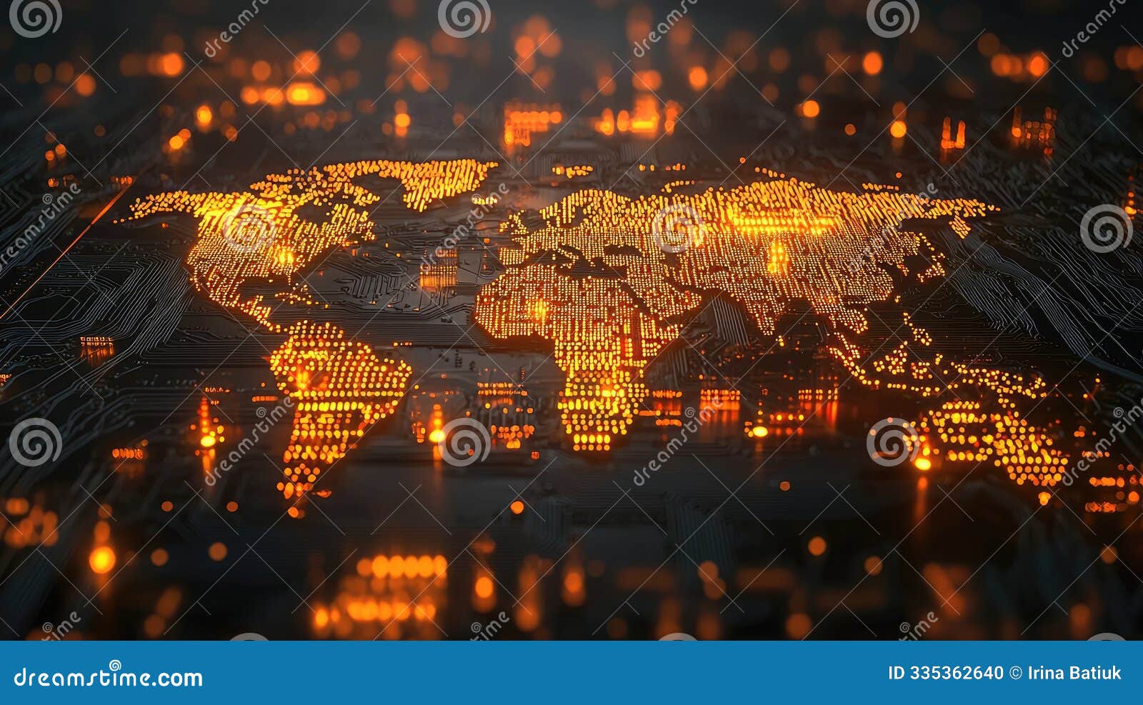 Digital Atlas: World Map Crafted from Microchips, Modern World S ...