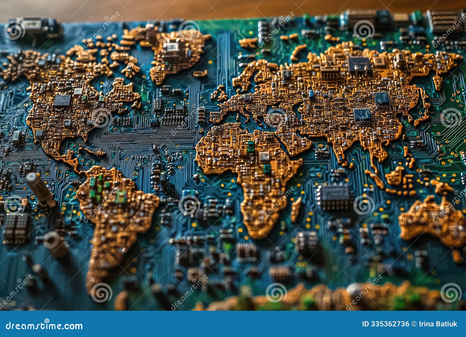 Digital Atlas: World Map Crafted from Microchips, Modern World S ...