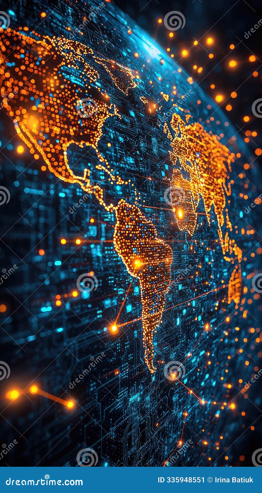 Digital Atlas: World Map Crafted from Microchips, Modern World S ...