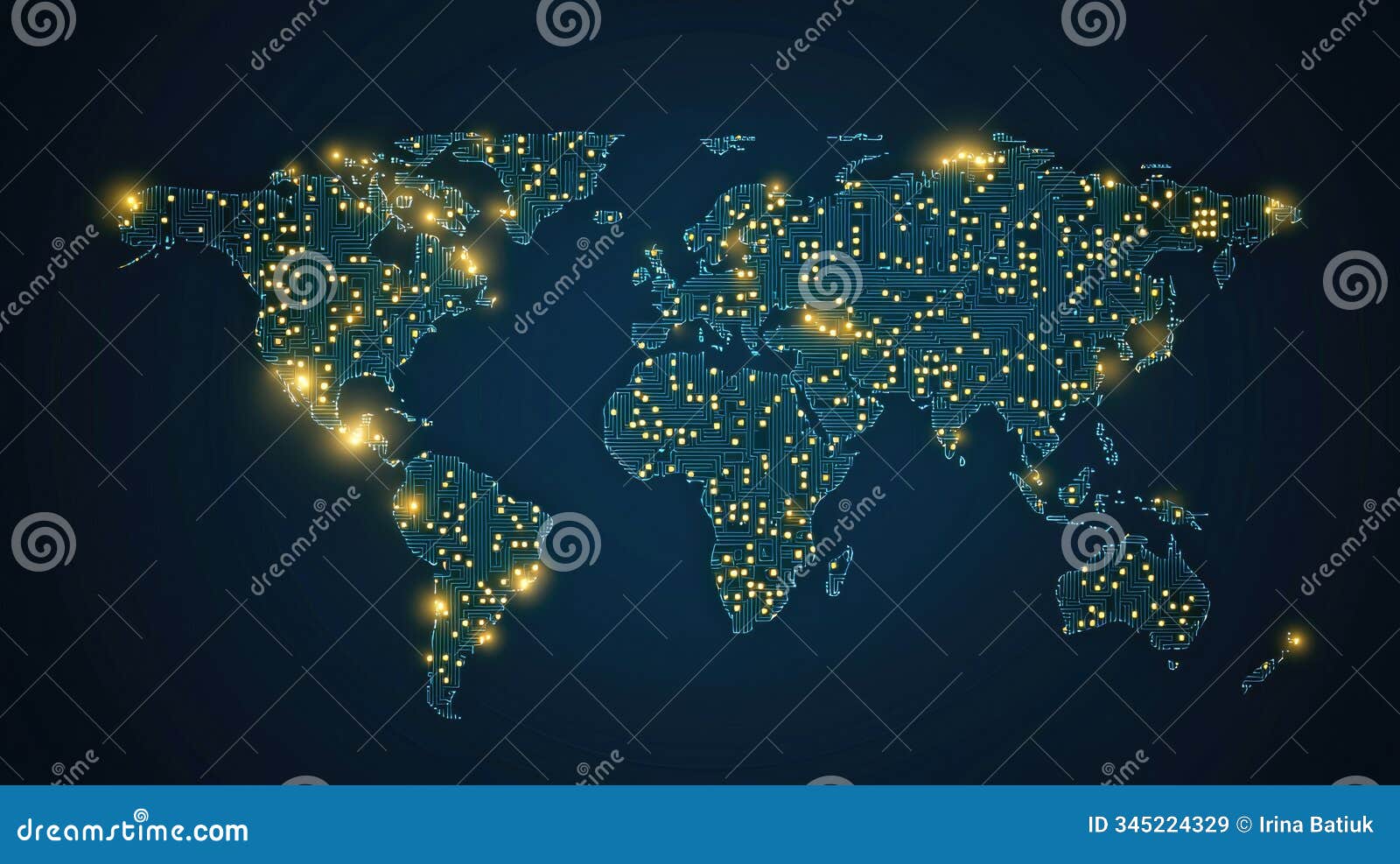 Digital Atlas: World Map Crafted from Microchips, Modern World S ...
