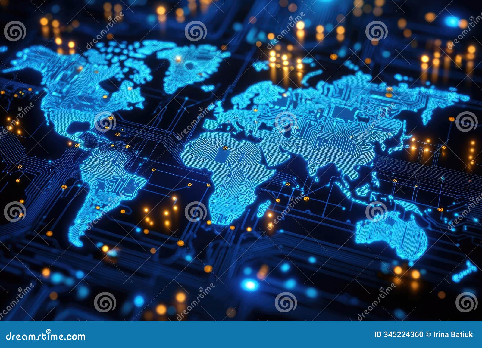 Digital Atlas: World Map Crafted from Microchips, Modern World S ...