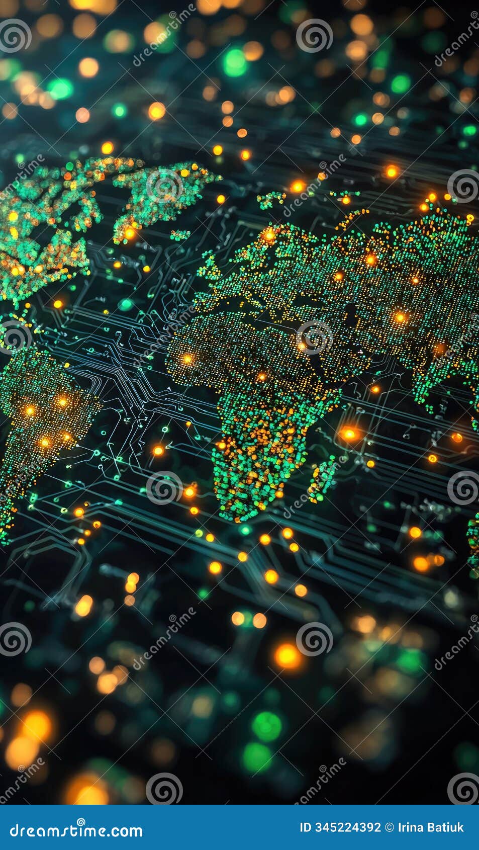 Digital Atlas: World Map Crafted from Microchips, Modern World S ...