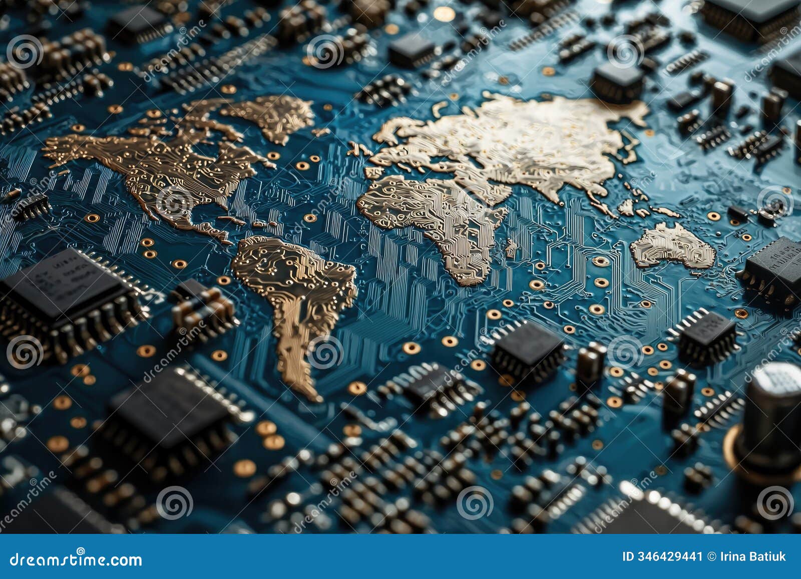 Digital Atlas: World Map Crafted from Microchips, Modern World S ...