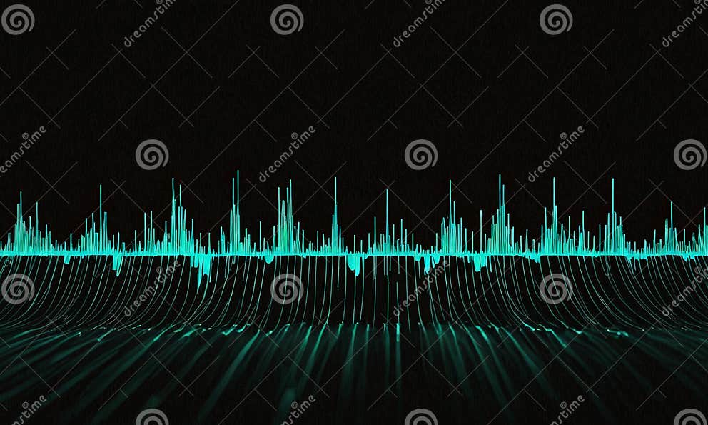 Digital Audio Waveform Displays Gradient Green and Blue Tones, with ...