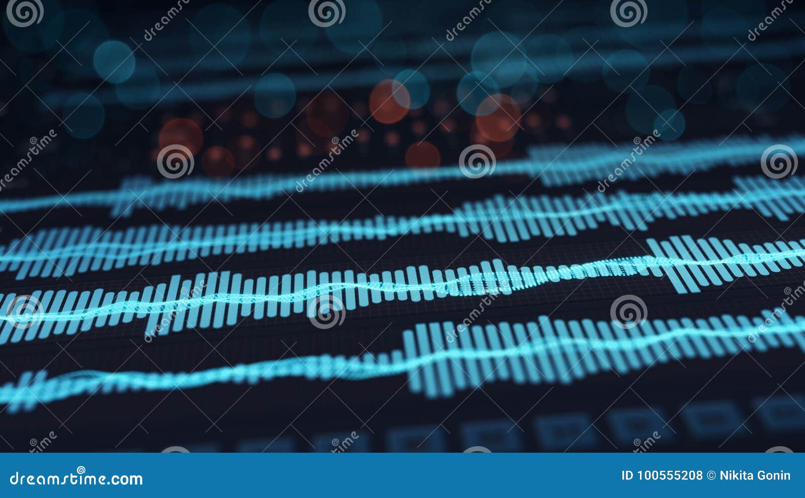 Digital Audio Waves on Screen Stock Illustration - Illustration of ...
