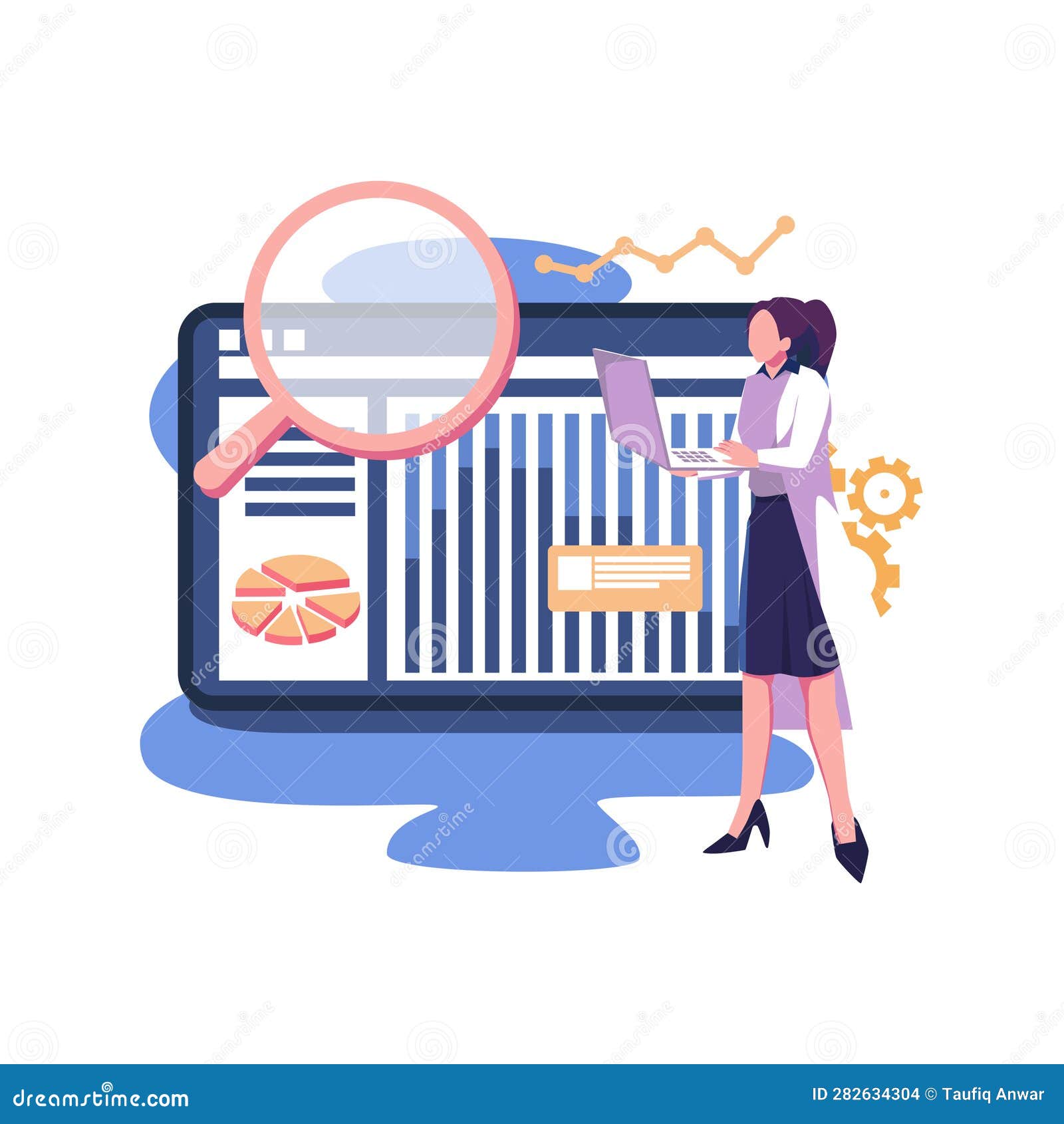 Digital Auditing Flat Style Illustration Design Stock Vector ...