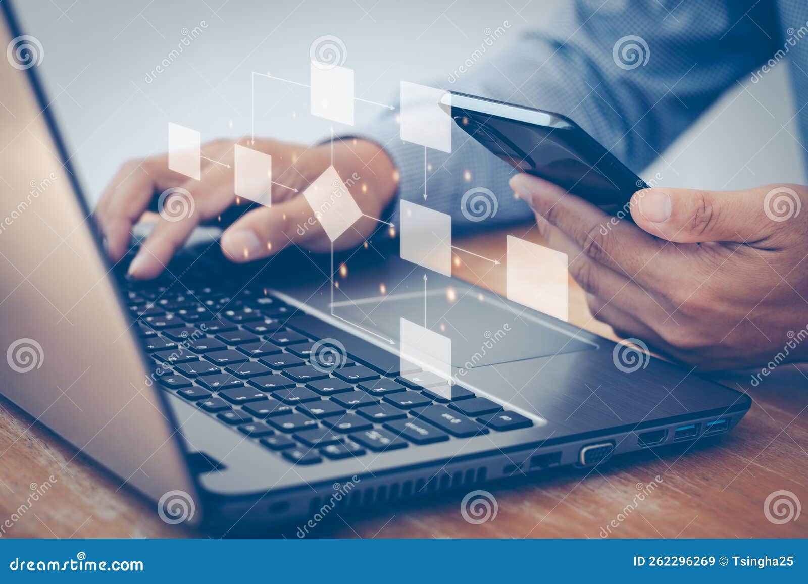 Digital Automation Concept. Businessman Using a Computer Laptop ...