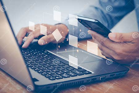 Digital Automation Concept. Businessman Using a Computer Laptop ...