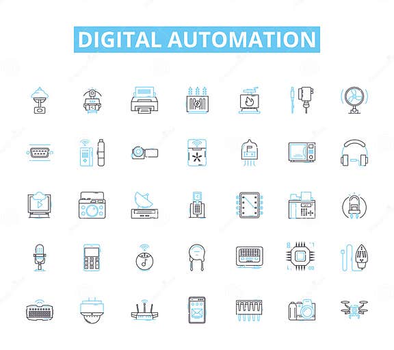 Digital Automation Linear Icons Set. Robotics, Automation, Artificial Intelligence, Machine ...