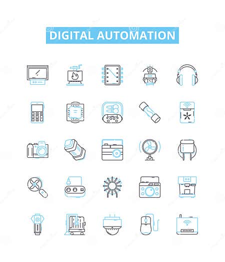 Digital Automation Vector Line Icons Set. Digital, Automation, Robotics ...