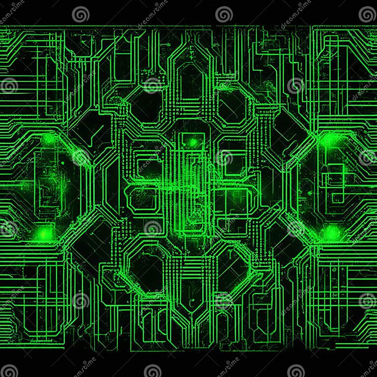 Digital Backdrop, Green Electronic Design Composition, Modern Computer ...