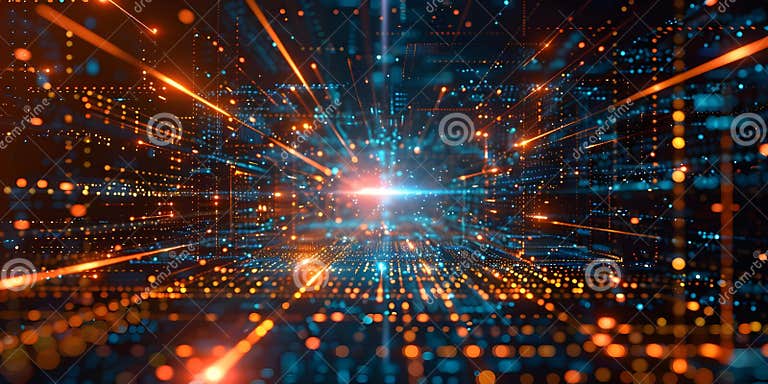 Digital Backdrop Showcasing Interconnected Cyber Network Grid and ...
