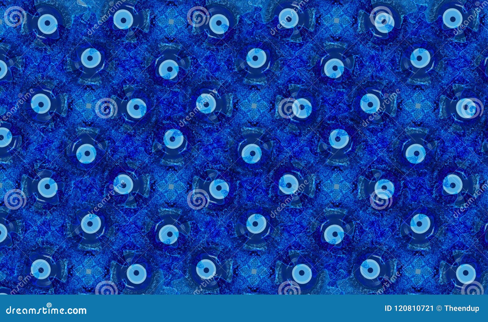 Digital Background Art of Blue Evil Eye Pattern Stock Illustration ...
