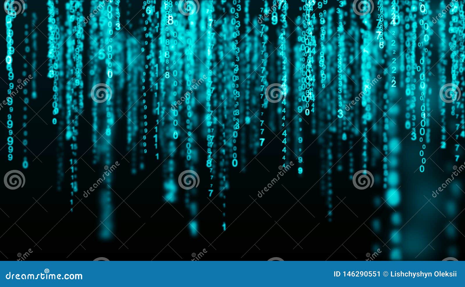 Digital Background Blue Matrix. Binary Computer Code. Hacker Concept. 3d Rendering Stock ...
