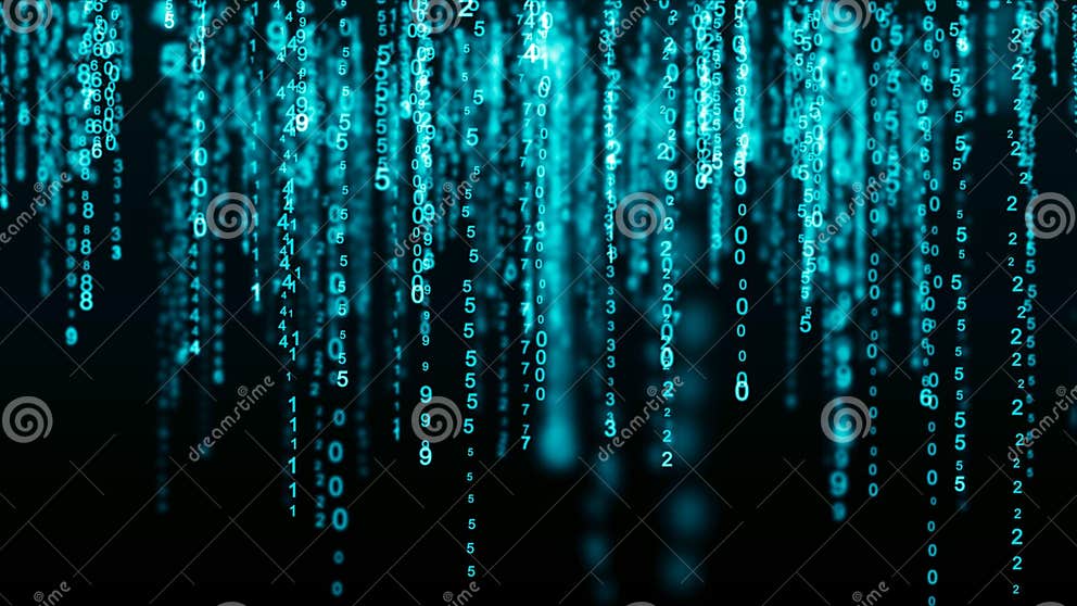 Digital Background Blue Matrix. Binary Computer Code. Hacker Concept. 3d Rendering Stock ...