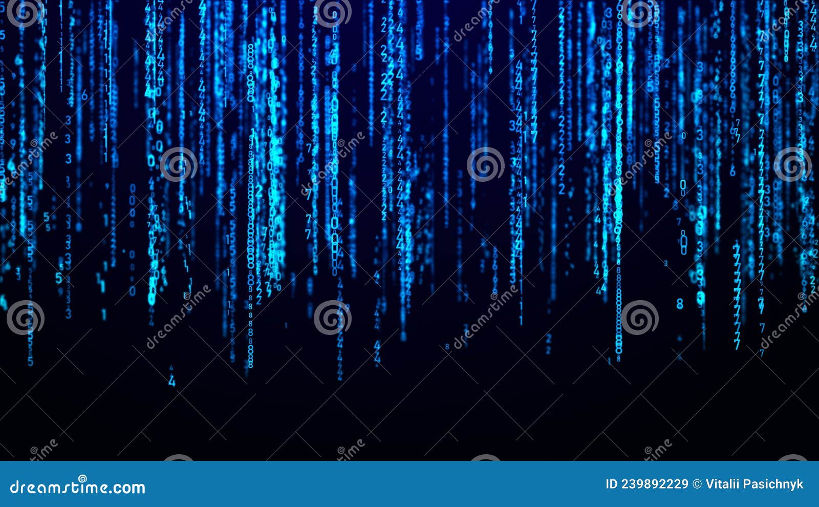 Digital Background Blue Matrix. Coding or Hacking Concept. Flow of ...