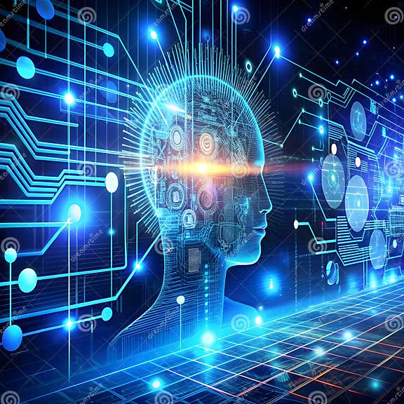 The Digital Background Encompasses Various Aspects Stock Illustration ...