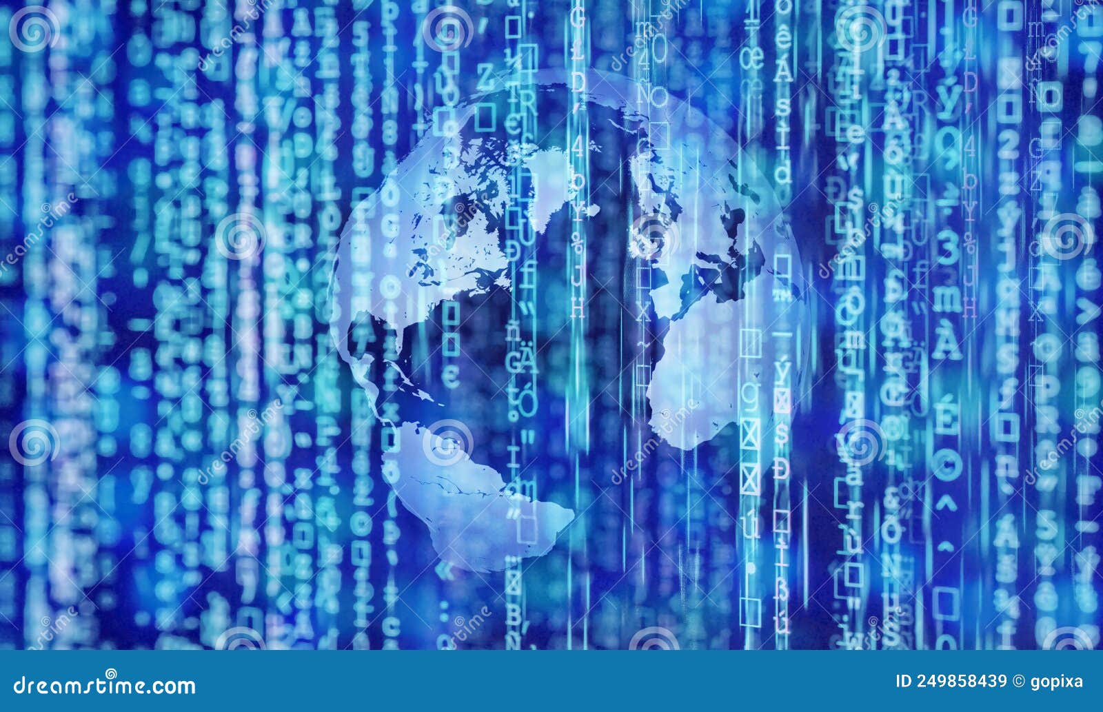 Digital Background with Globe and Matrix Stock Illustration ...