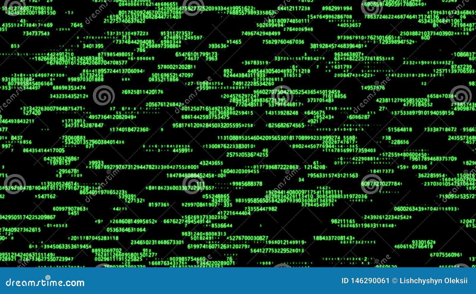 Digital Background Green Matrix. Binary Computer Code. Hacker Concept. 3d Rendering Stock ...