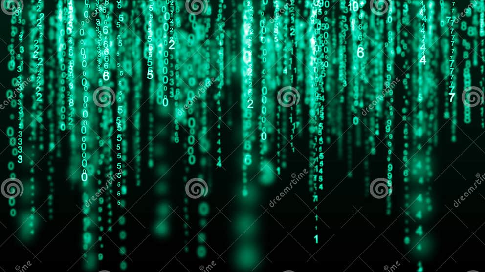 Digital Background Green Matrix. Binary Computer Code. Hacker Concept. 3d Rendering Stock ...