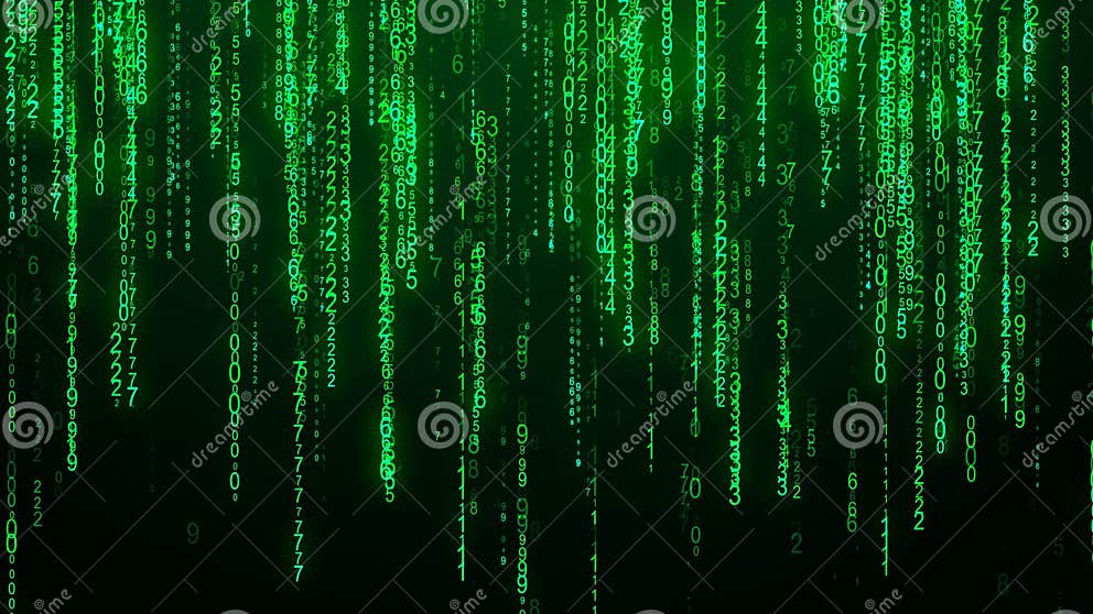 Digital Background Green Matrix. Matrix Style Program. Stream of Decimal Digits. Computer Code ...